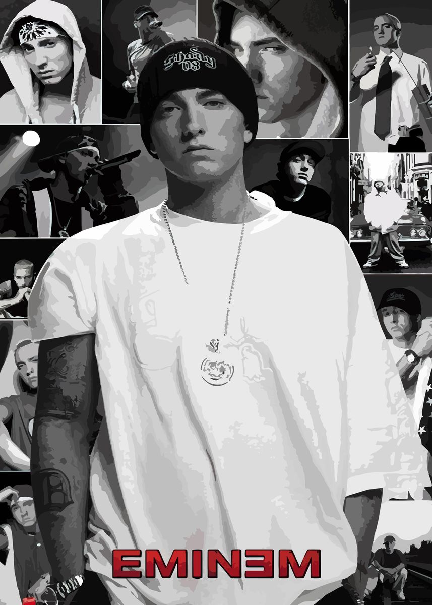 'Eminem Collage Poster' Poster, picture, metal print, paint by | Displate