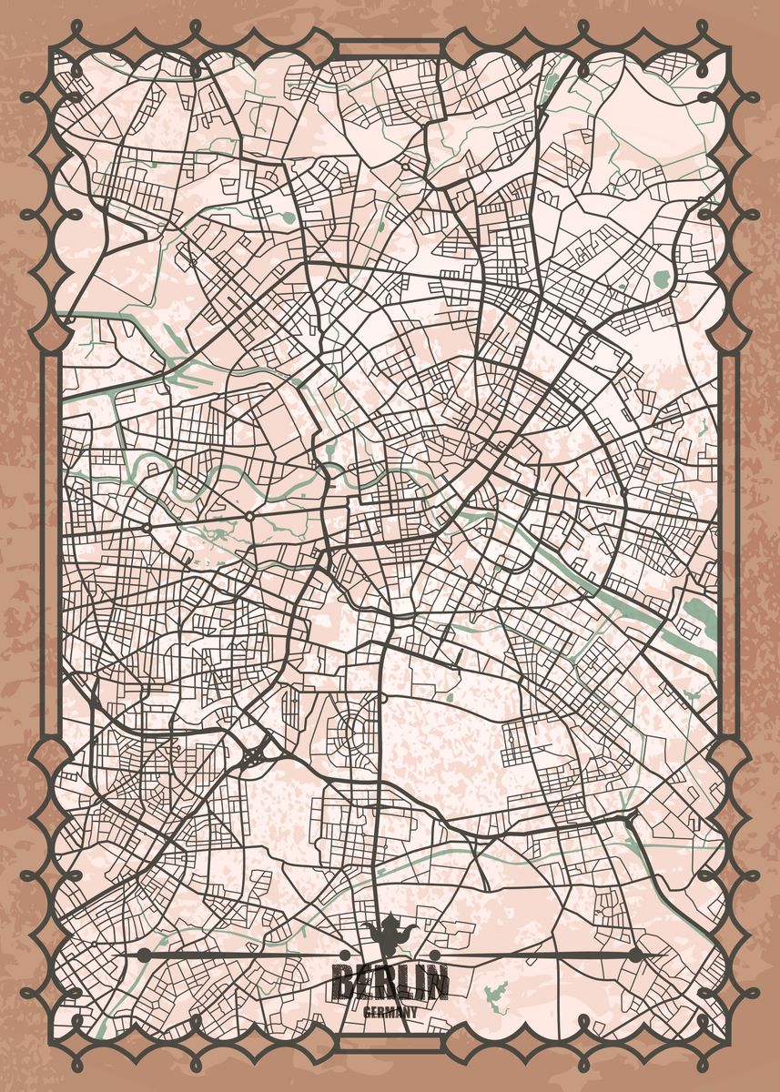 'Berlin City Map' Poster, picture, metal print, paint by DE Maps | Displate