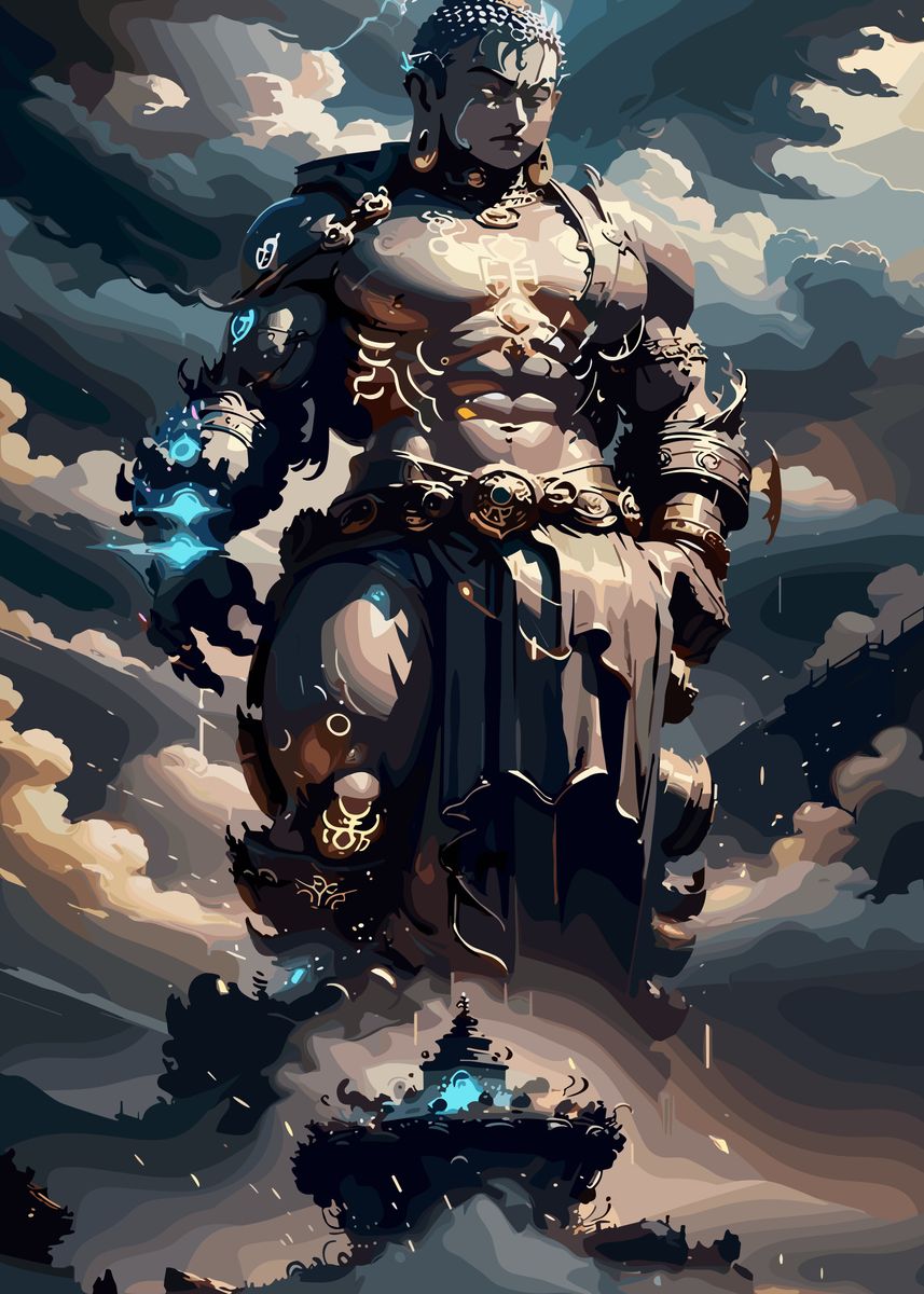 'Powerful Deity in the Clouds' Poster, picture, metal print, paint by ...