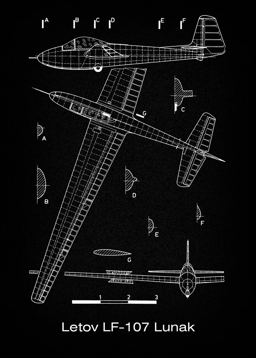 'Letov LF-107 Lunak' Poster, picture, metal print, paint by Blueprint ...