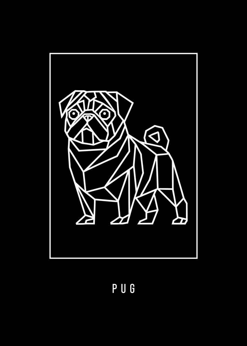 'Geometric Pug Illustration' Poster, picture, metal print, paint by ...