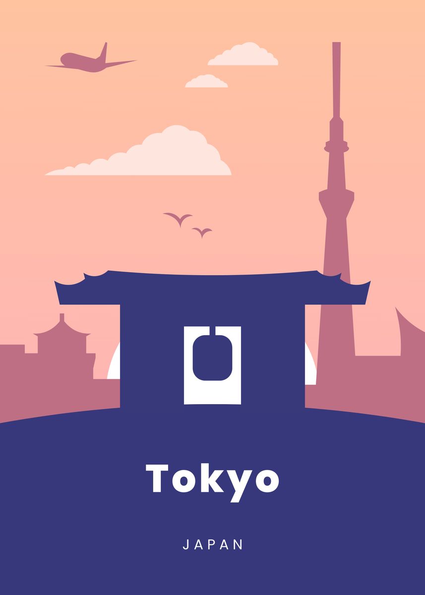 'Tokyo Skyline Illustration' Poster, picture, metal print, paint by ...