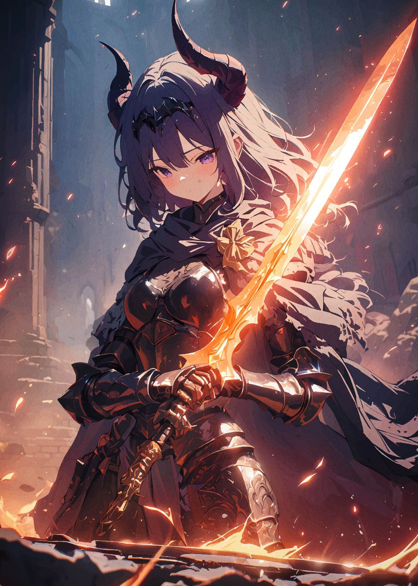 'Anime Demon Knight' Poster, picture, metal print, paint by Zarah ...
