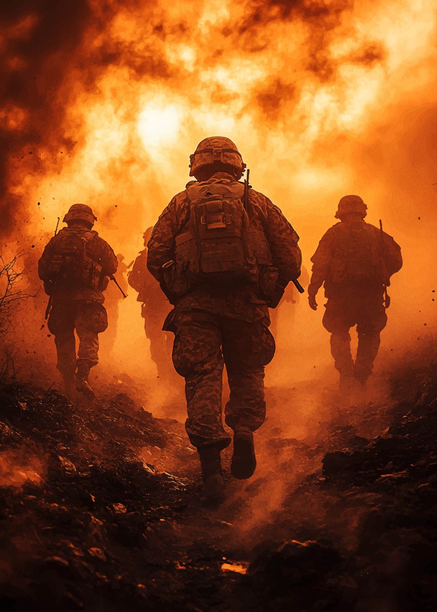 'Soldiers in Fire' Poster, picture, metal print, paint by jayde chavez ...