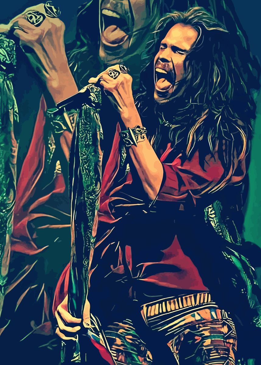 'Portrait Steven Tyler Art' Poster, picture, metal print, paint by Rans ...