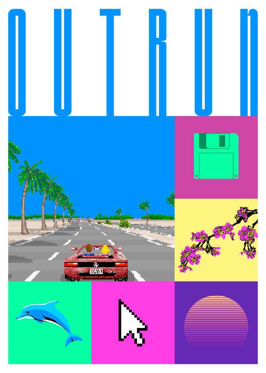 'Outrun Retro Game Art' Poster, picture, metal print, paint by ...