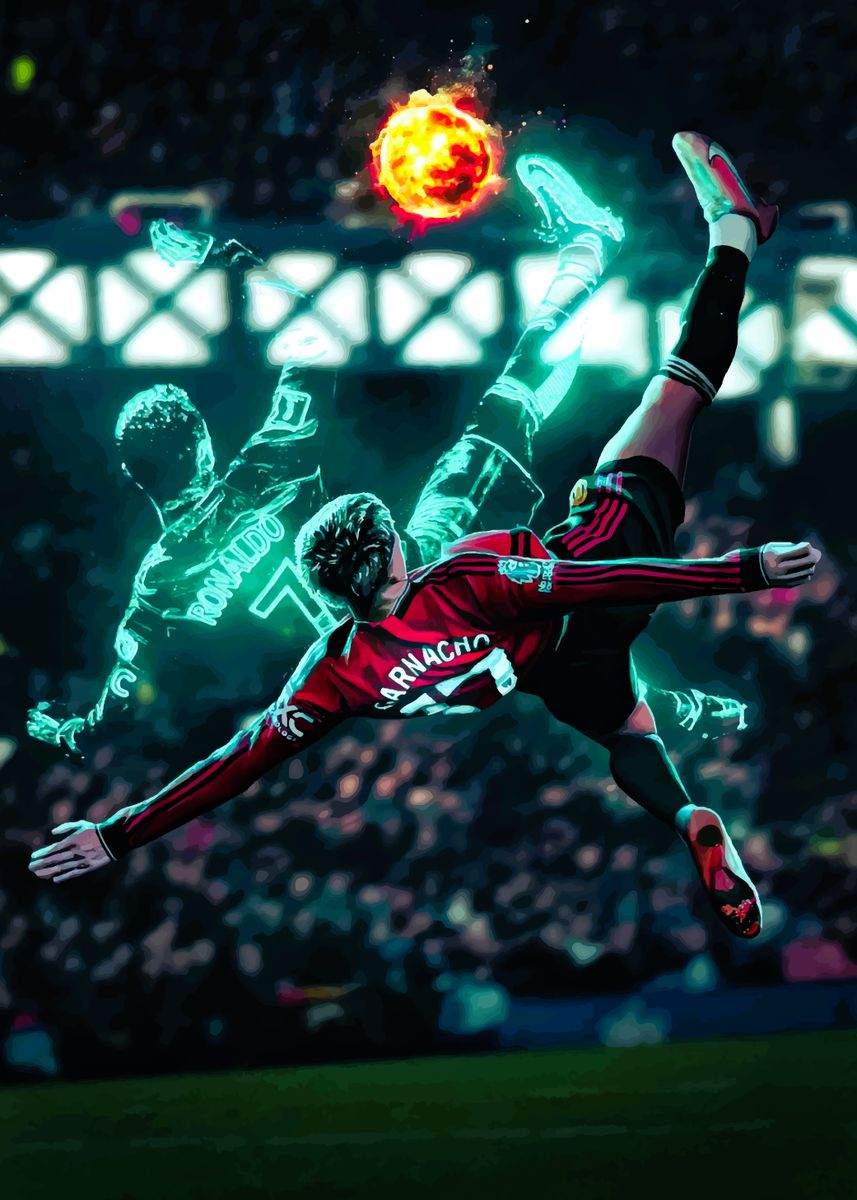 'Alejandro Garnacho Action' Poster, picture, metal print, paint by O E ...