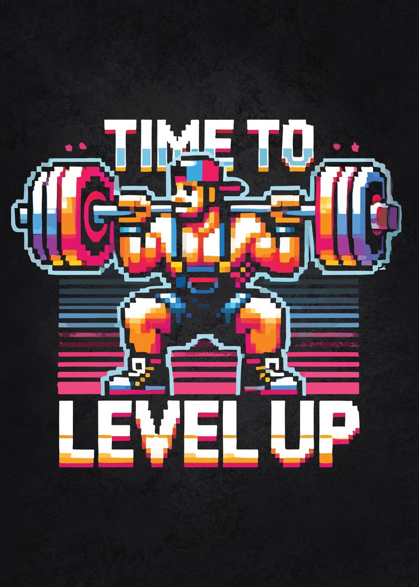 'Time to Level Up, Workout Gamer Motivational' Poster, picture, metal ...