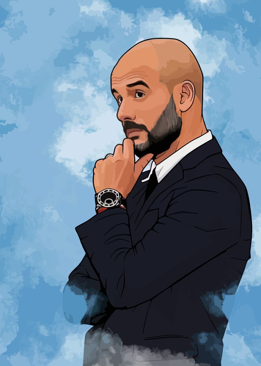 'Pep Guardiola Portrait' Poster, picture, metal print, paint by foulss ...
