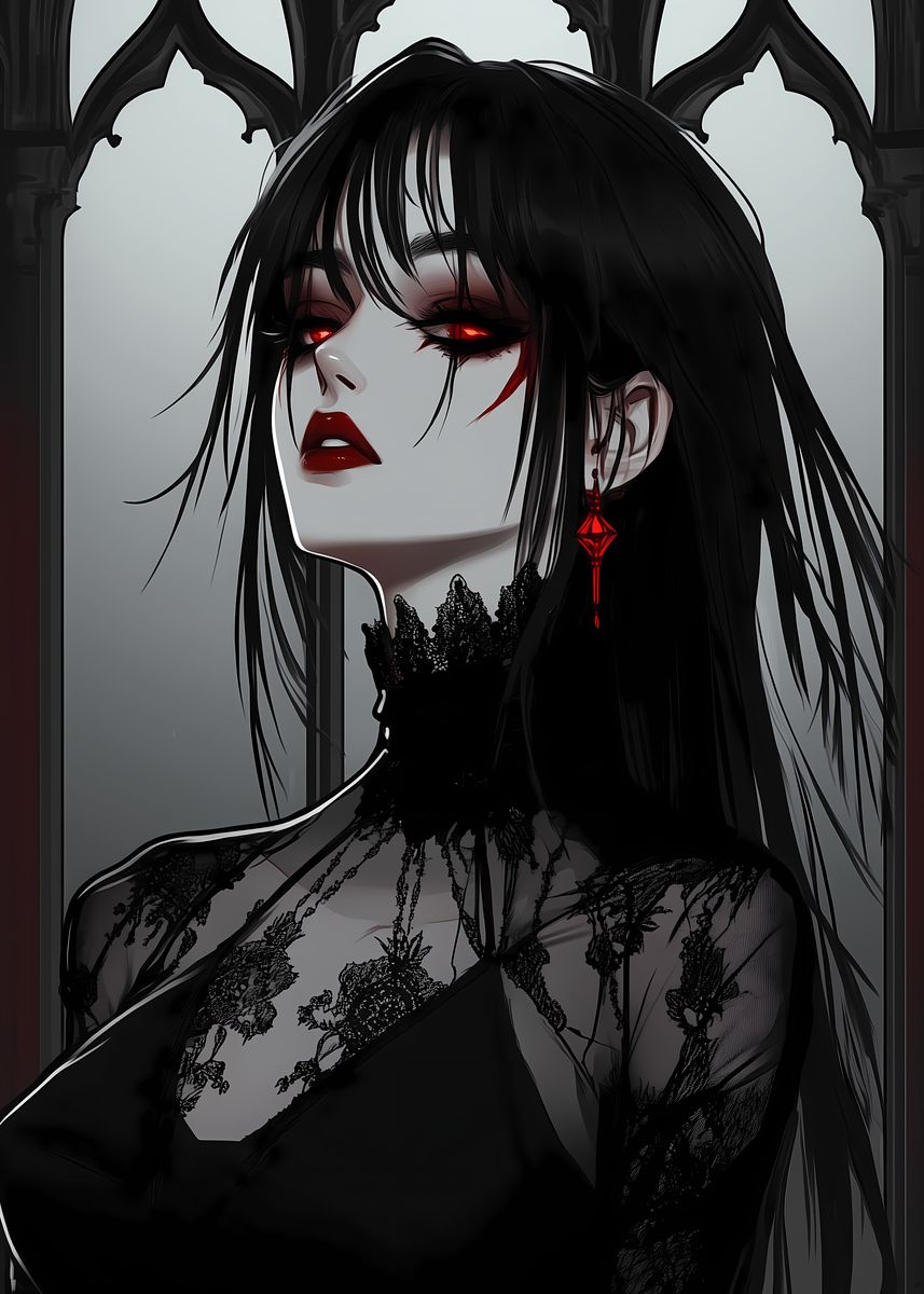 'Dark Anime Demon Girl ' Poster, picture, metal print, paint by ...