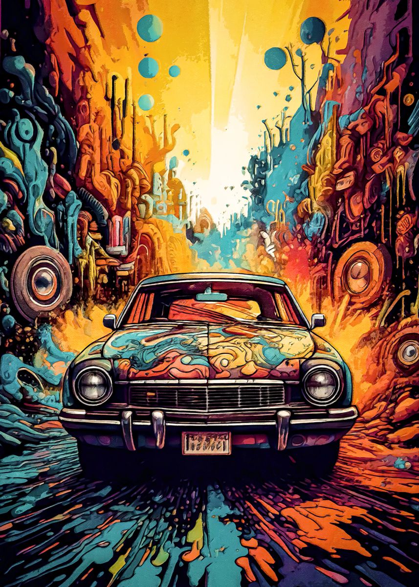 'Psychedelic Car Drive' Poster, picture, metal print, paint by Johann ...