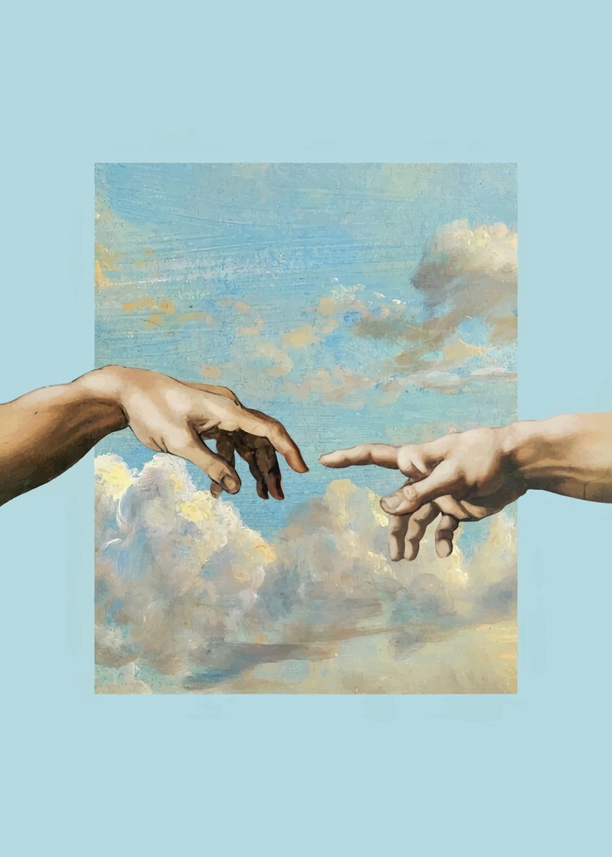 'Creation of Adam Minimalist' Poster, picture, metal print, paint by ...