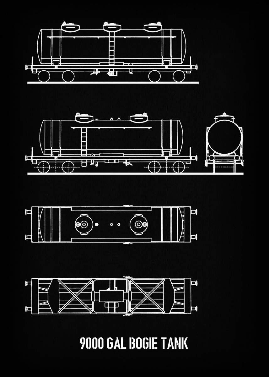 '9000 Gal Bogie Tank' Poster, picture, metal print, paint by Blueprint ...