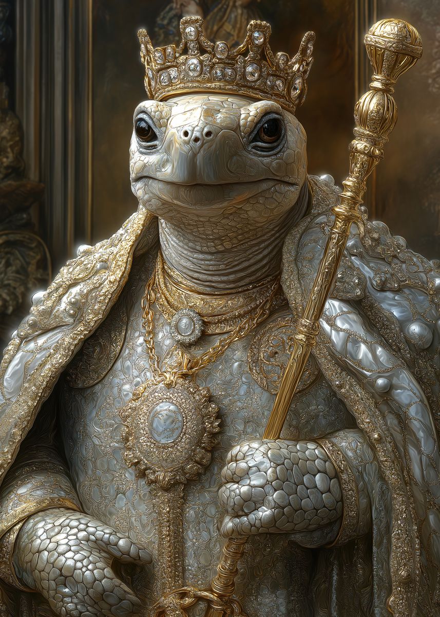'Turtle King Animal' Poster, picture, metal print, paint by Joshua T ...