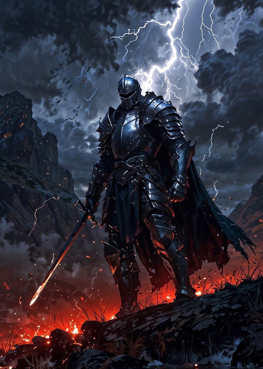 'The Storm-Tempered Knight' Poster, picture, metal print, paint by Xiao ...