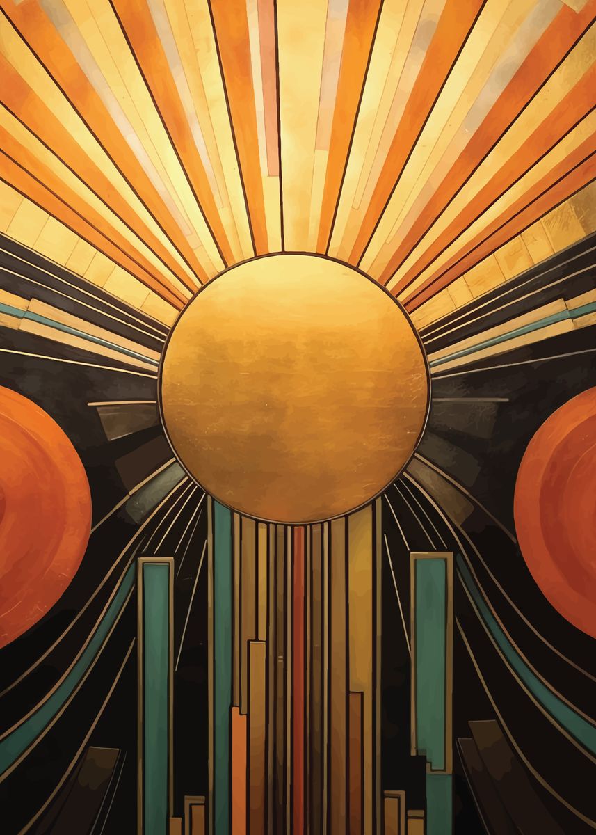'Art Deco Sunburst' Poster, picture, metal print, paint by konsletpln ...