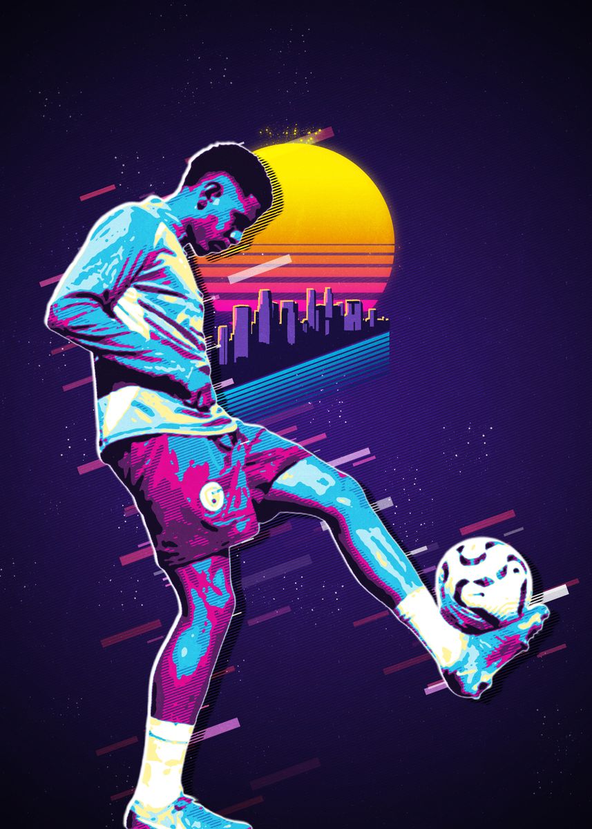 'Retro Football Player' Poster, picture, metal print, paint by Nusi uci ...