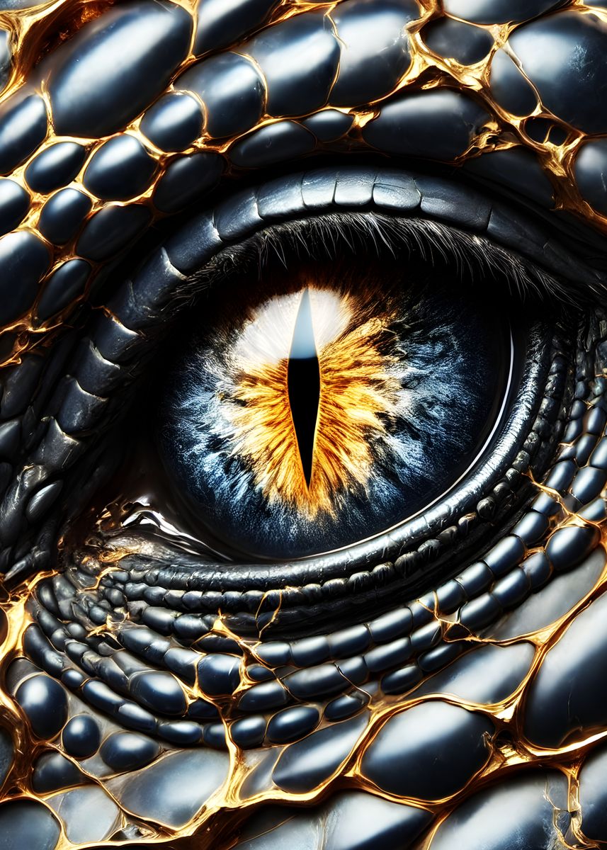 'Dark Dragon Black Eye' Poster, picture, metal print, paint by Nervas ...