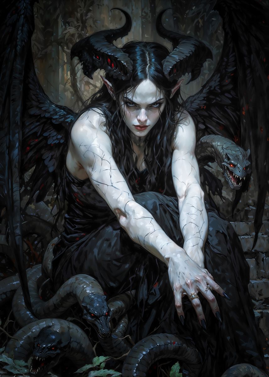 'Wings of the Nocturne Serpent, Lilith' Poster, picture, metal print ...