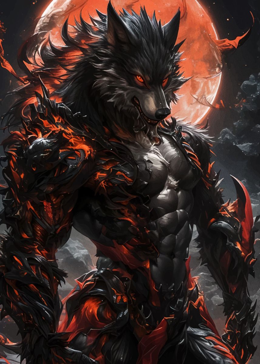 'Fiery Werewolf' Poster, picture, metal print, paint by Alivia Carr ...