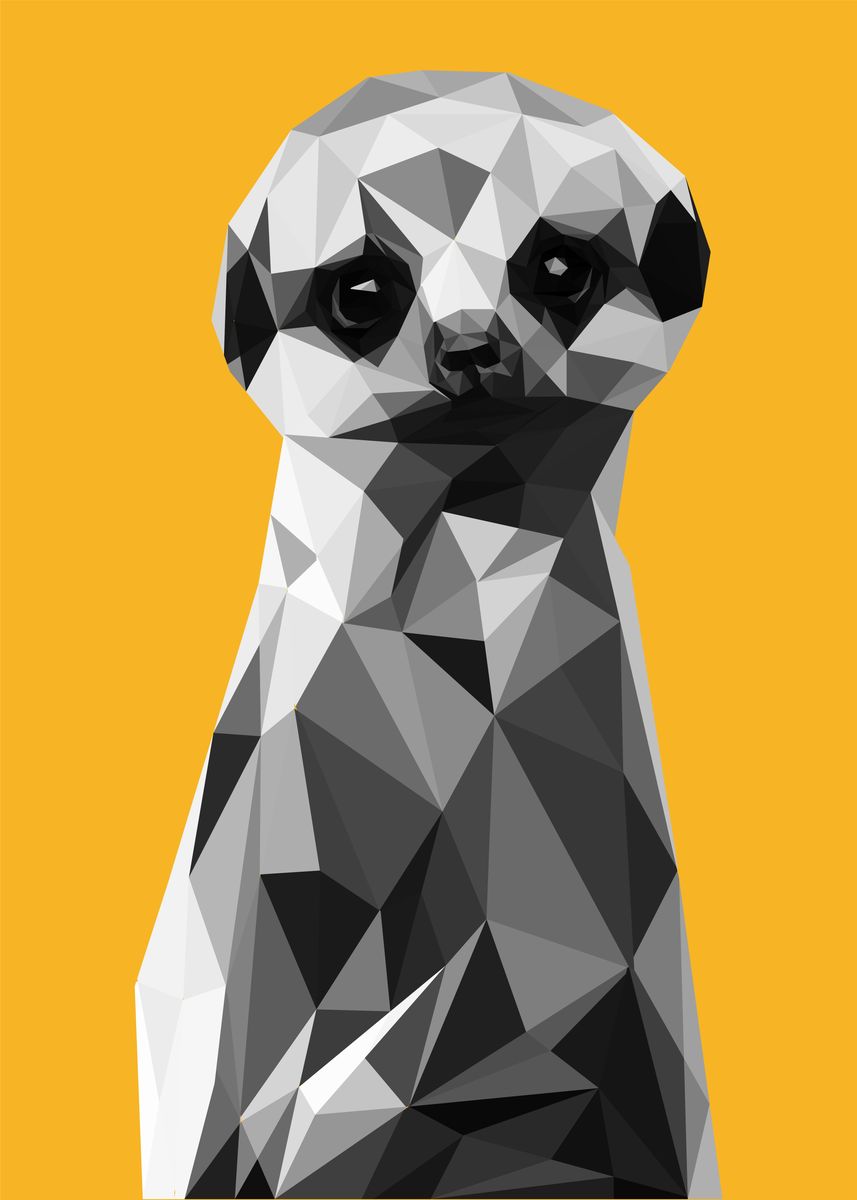 'Meerkat Low Poly Art' Poster, picture, metal print, paint by Aesthetic ...