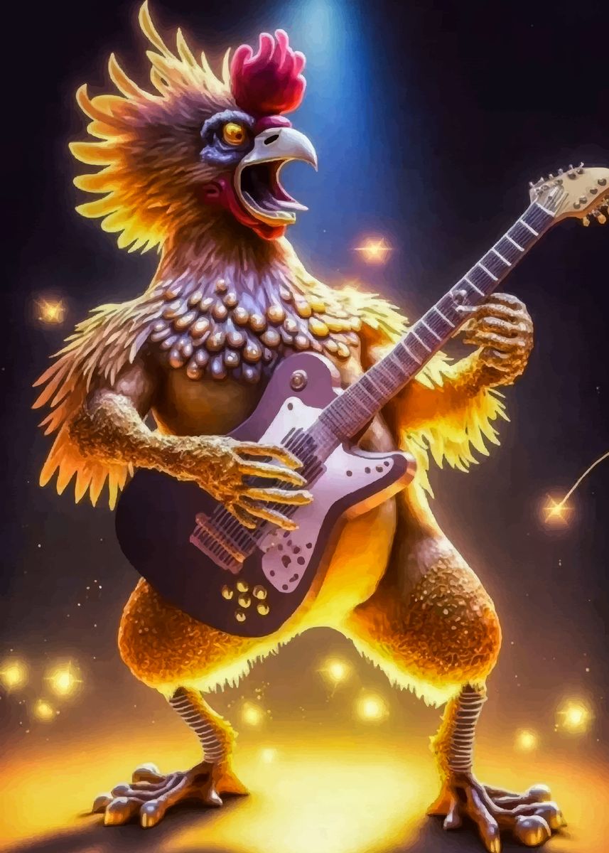 'Rockin' Rooster' Poster, picture, metal print, paint by | Displate