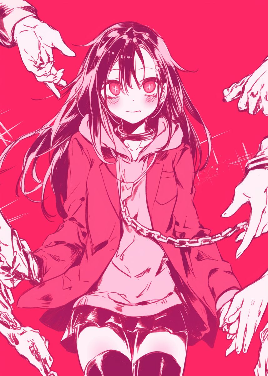 'Anime Girl Chained' Poster, picture, metal print, paint by Tomorrow ...