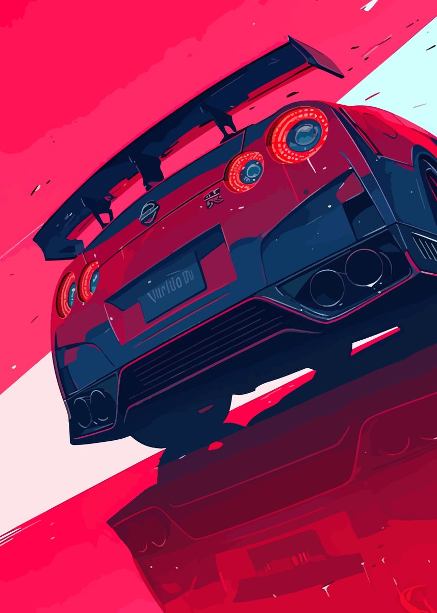 'Nissan GT-R Back View' Poster, picture, metal print, paint by girlssd ...