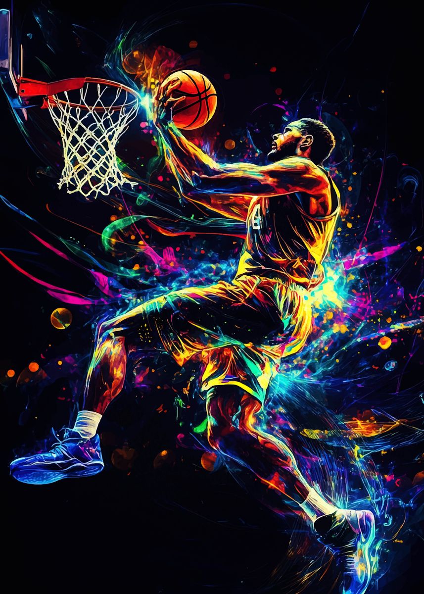'Basketball Dunk Artwork' Poster, picture, metal print, paint by Roshni ...