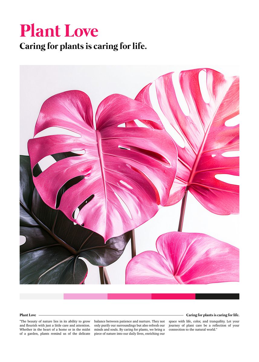 'Pink Monstera Plant' Poster, picture, metal print, paint by Cyberdemon ...