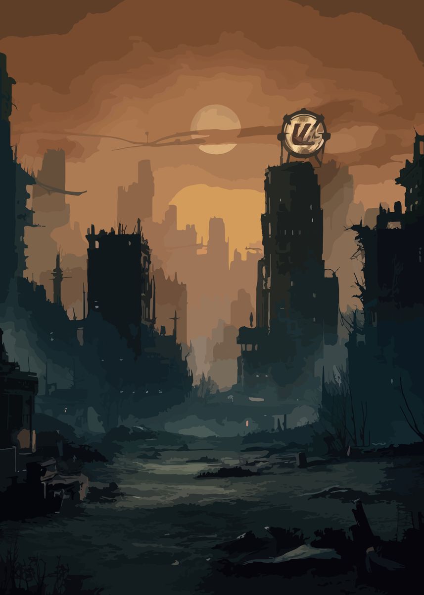 'Fallout Cityscape' Poster, picture, metal print, paint by Remt | Displate