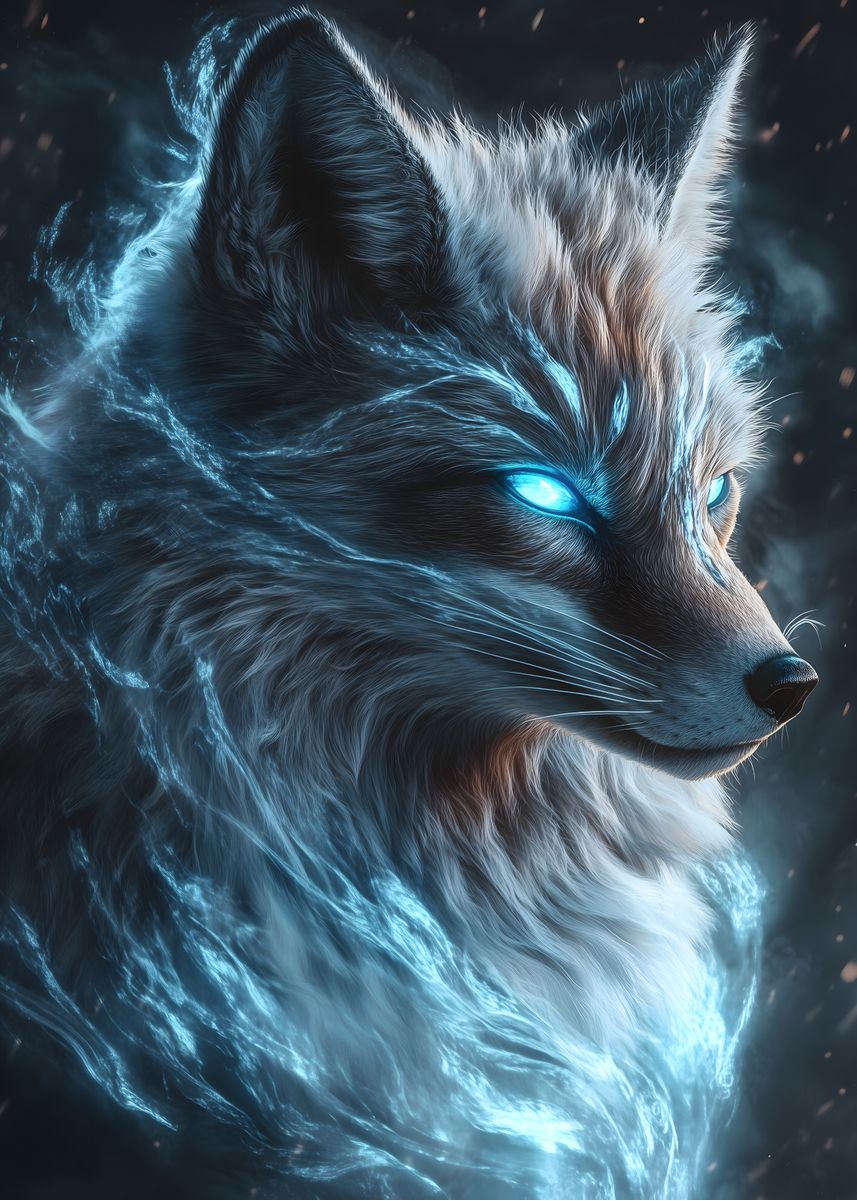 'Mystical Wolf Blue Aura' Poster, picture, metal print, paint by Esbiyu ...