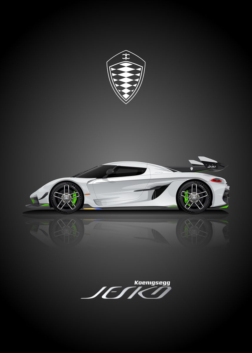 'Koenigsegg Jesko Supercar' Poster, picture, metal print, paint by ...