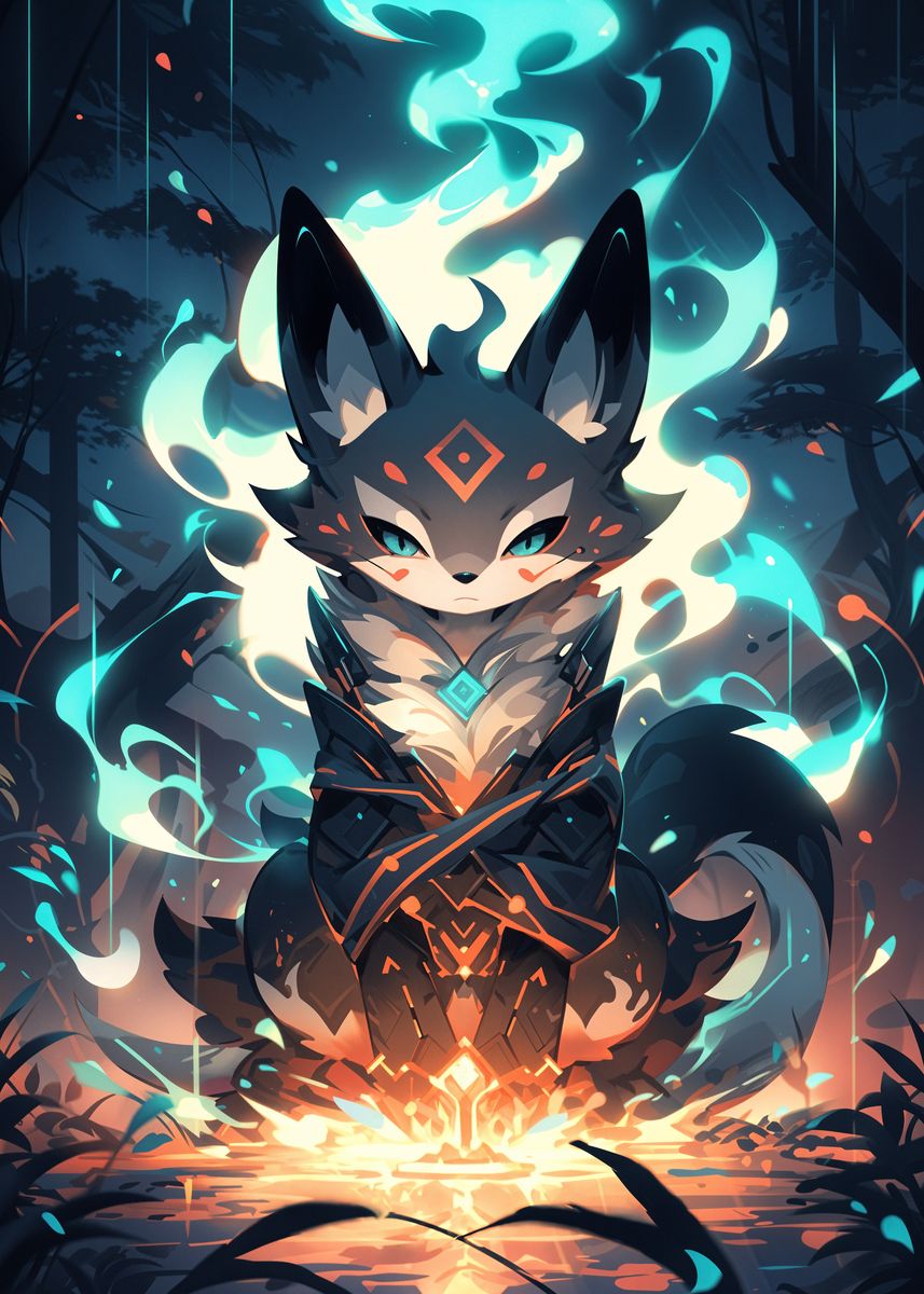 'Fire Fox Spirit' Poster, picture, metal print, paint by SuperNova ...