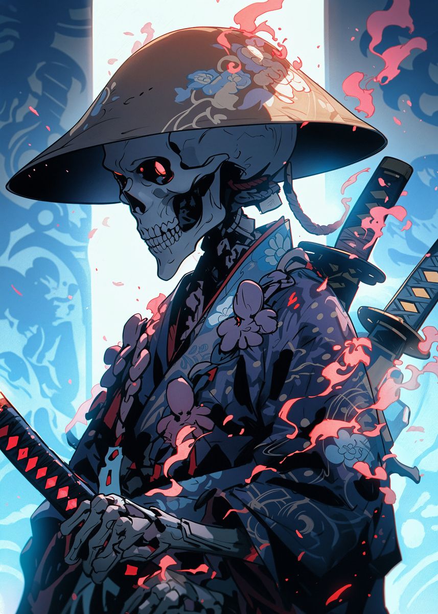 'Samurai Skeleton' Poster, picture, metal print, paint by SuperNova ...