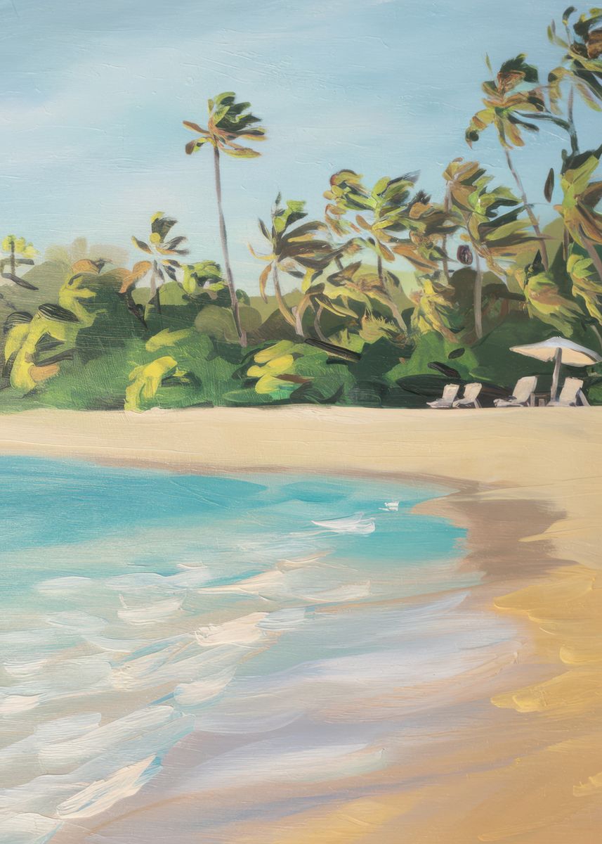 'Tropical Beach Painting' Poster, picture, metal print, paint by ...