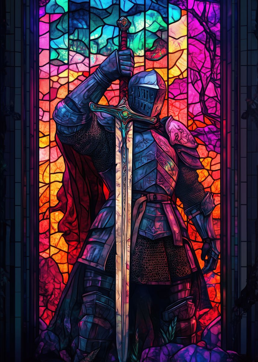 'Stained Glass Knight' Poster, picture, metal print, paint by ...
