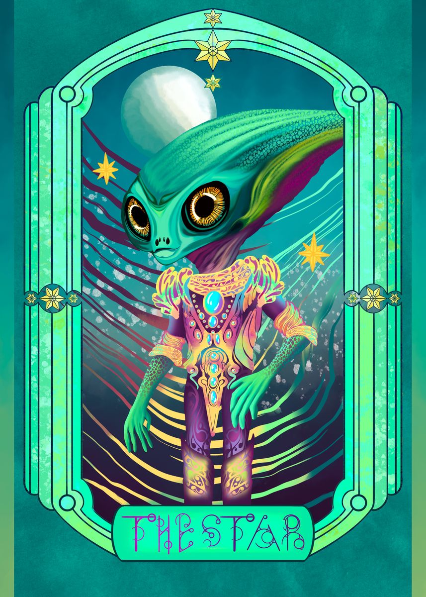 'The Star Alien Tarot Card' Poster, picture, metal print, paint by ...