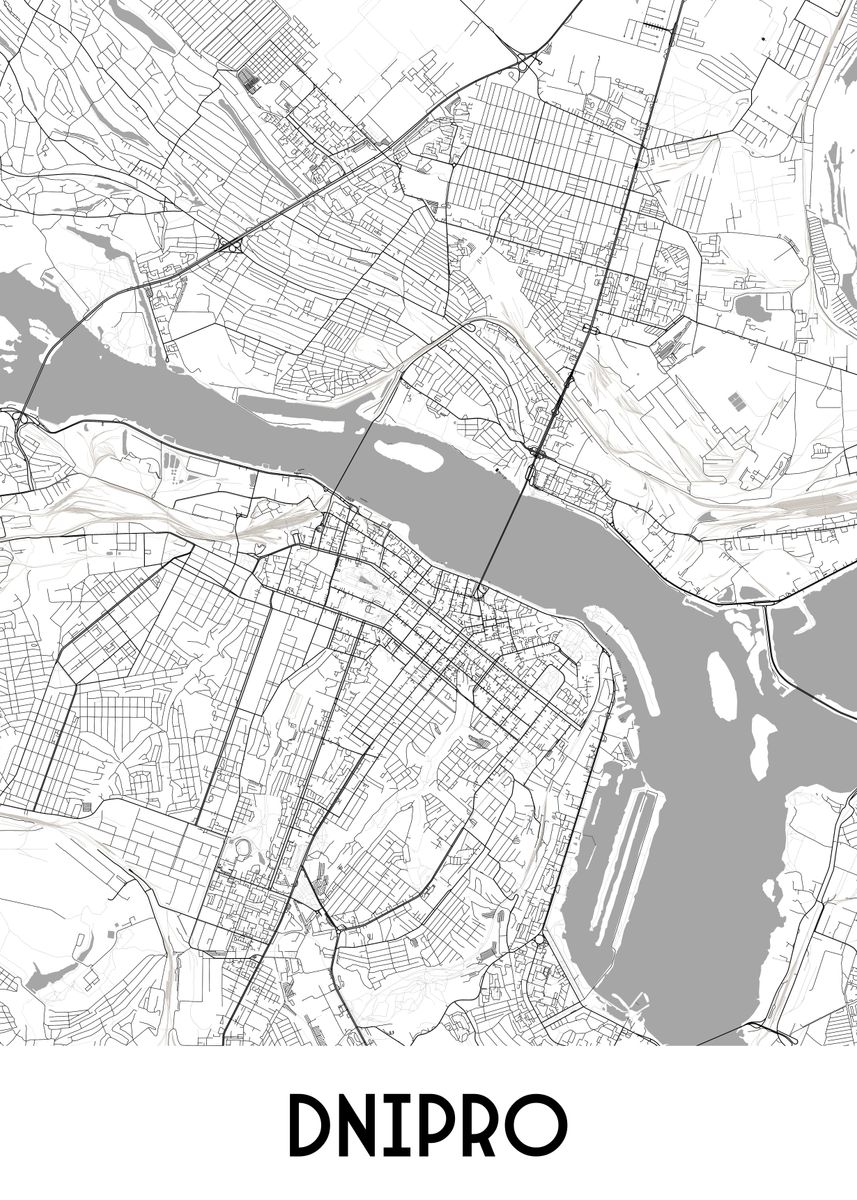 'Dnipro City Map' Poster, picture, metal print, paint by Sam Kal | Displate