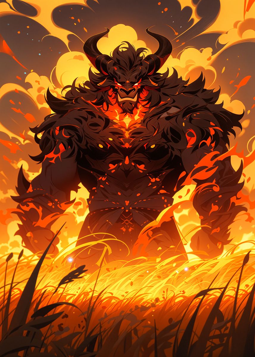 'Fiery Minotaur' Poster, picture, metal print, paint by SuperNova ...