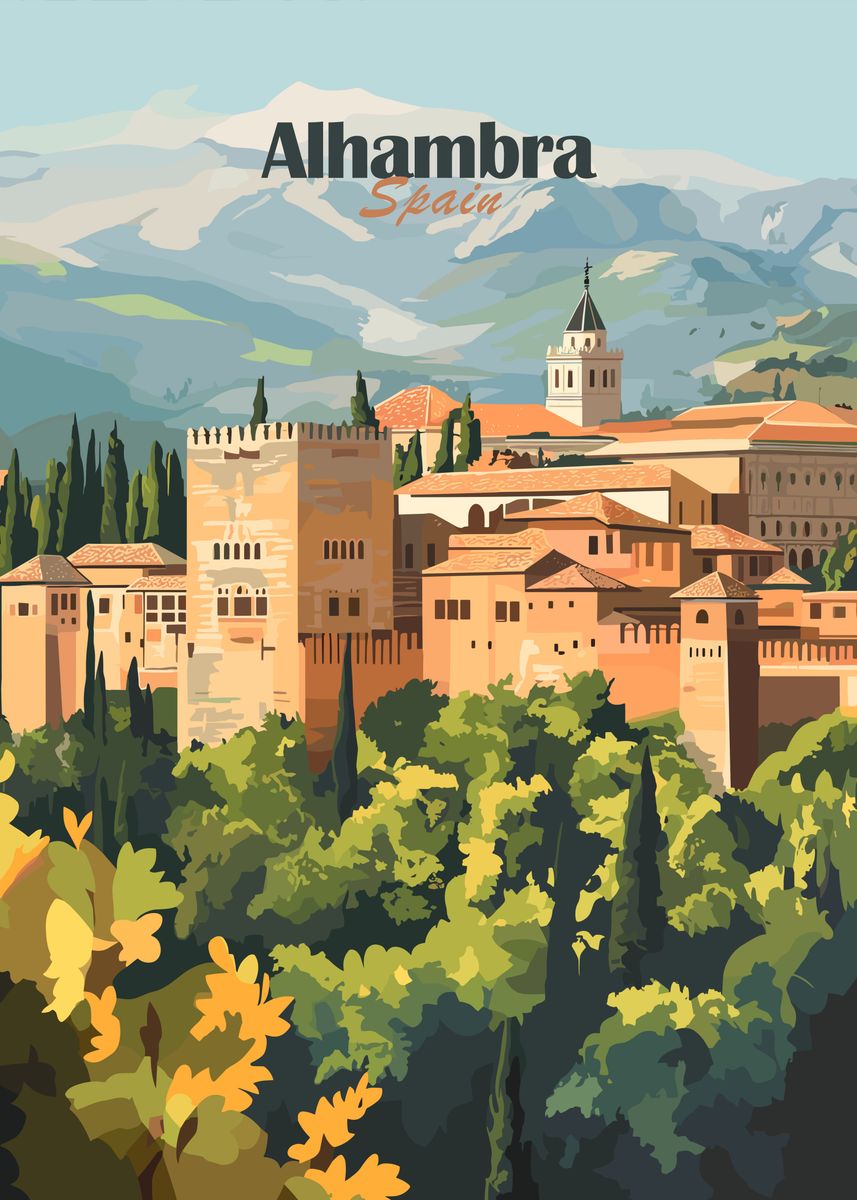 'Alhambra Palace, Spain' Poster, picture, metal print, paint by Mason ...
