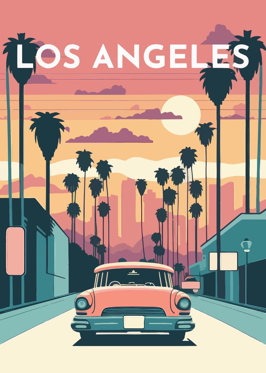'Los Angeles Sunset Drive' Poster, picture, metal print, paint by jhon ...
