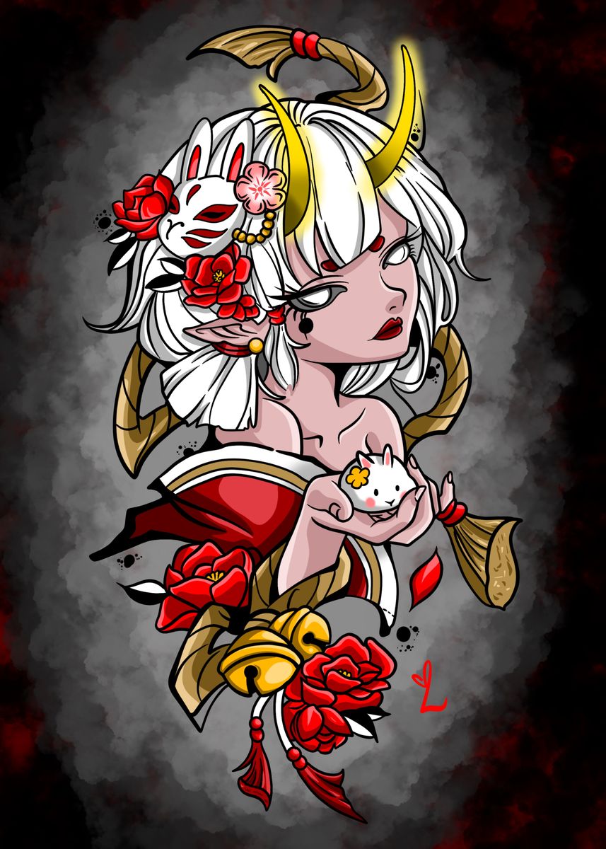 'Kitsune Girl' Poster, picture, metal print, paint by Stephen Lovelace ...