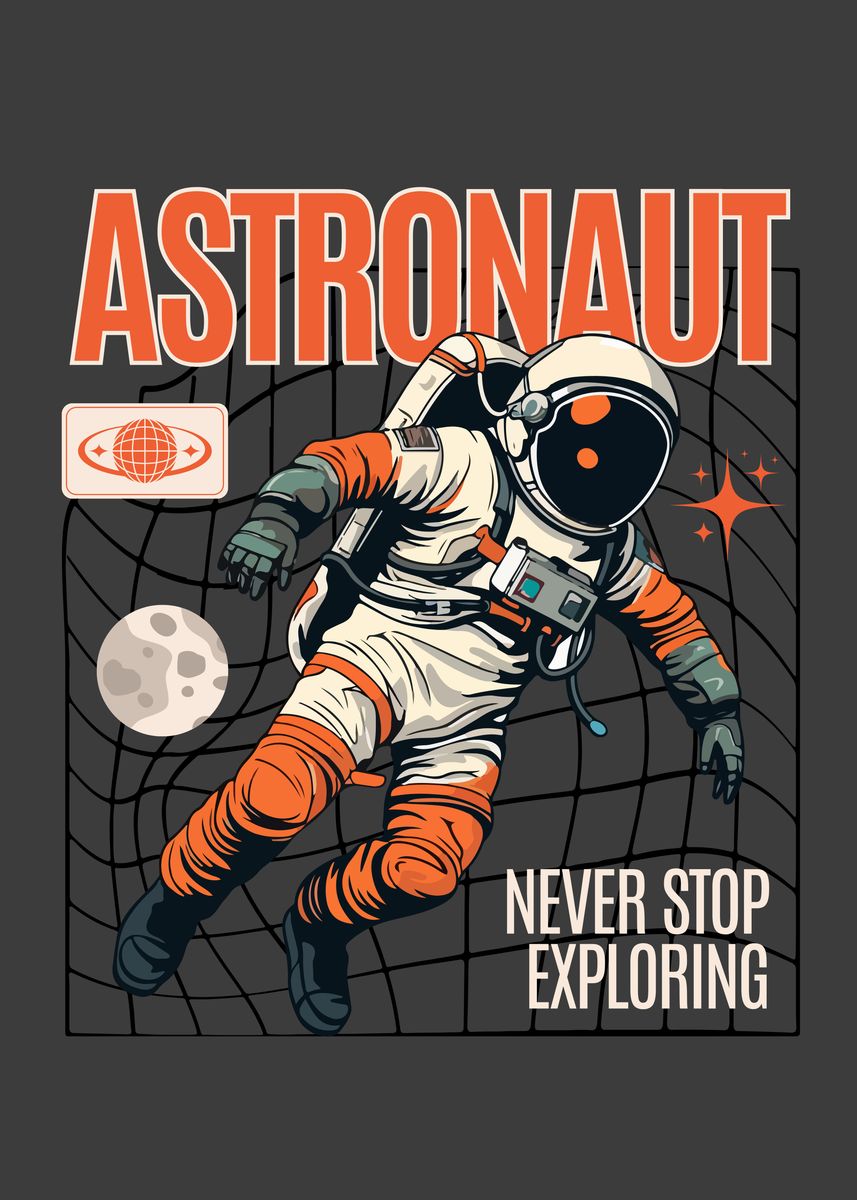 'Astronaut Space Illustration' Poster, picture, metal print, paint by ...