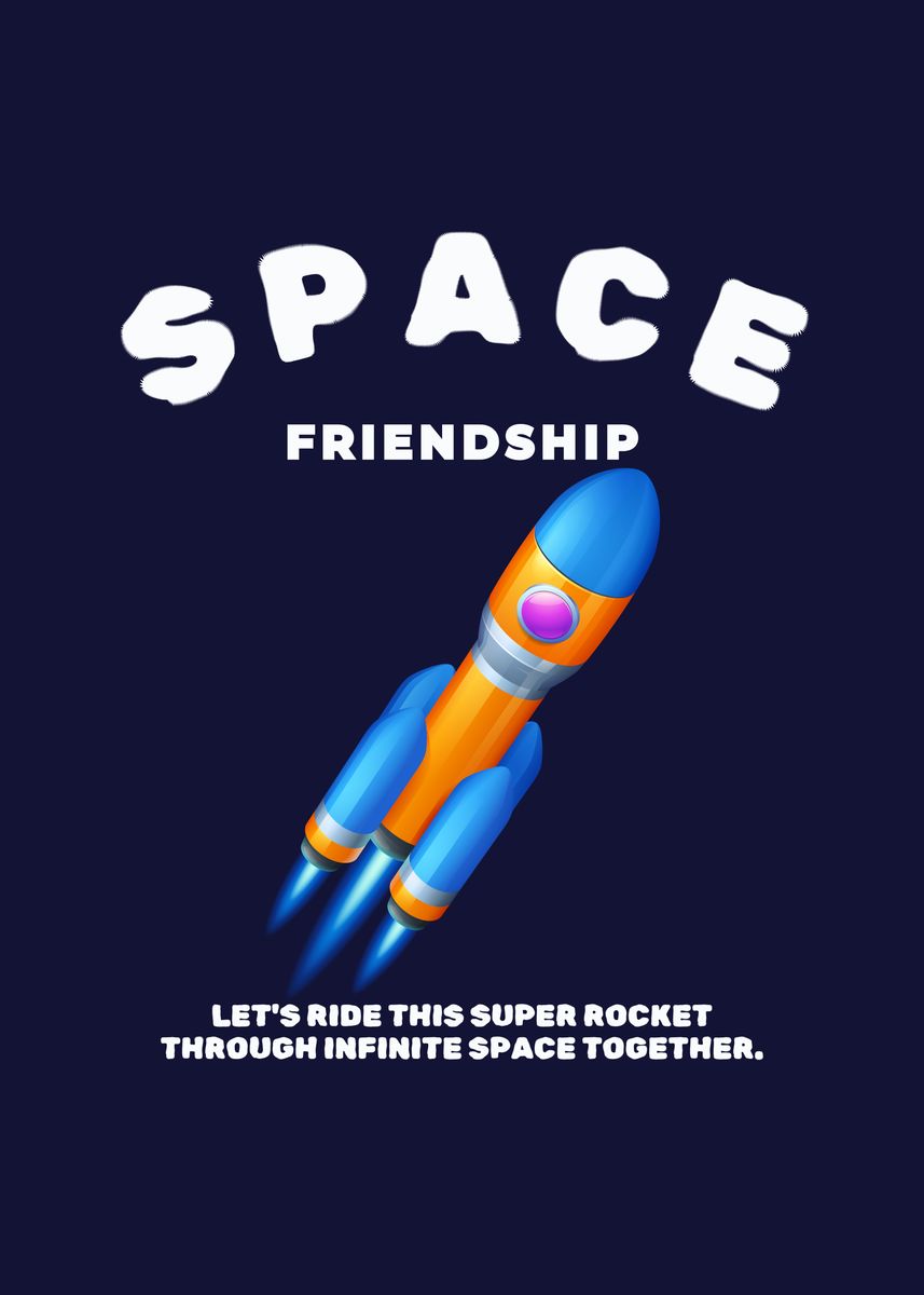 'Space Friendship Rocket' Poster, picture, metal print, paint by ...