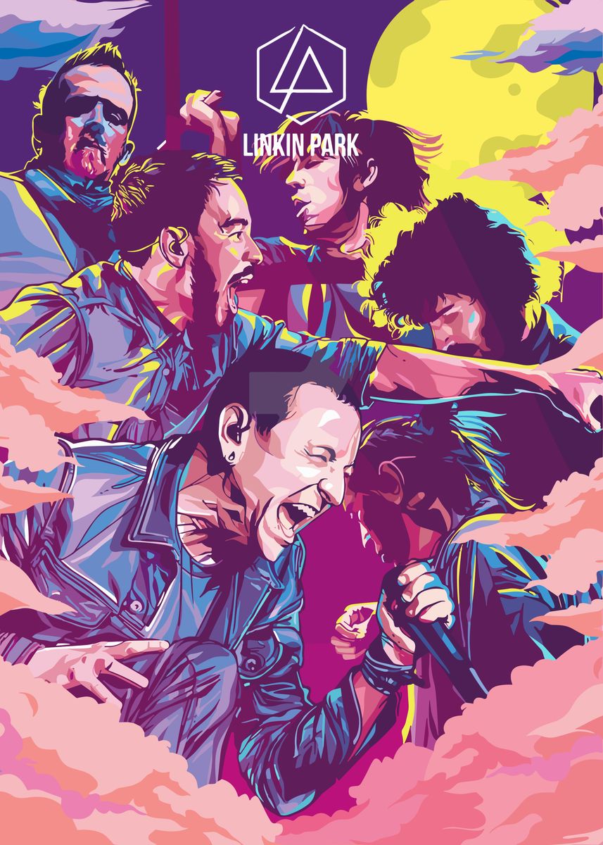 'Linkin Park Band Illustration' Poster, picture, metal print, paint by ...