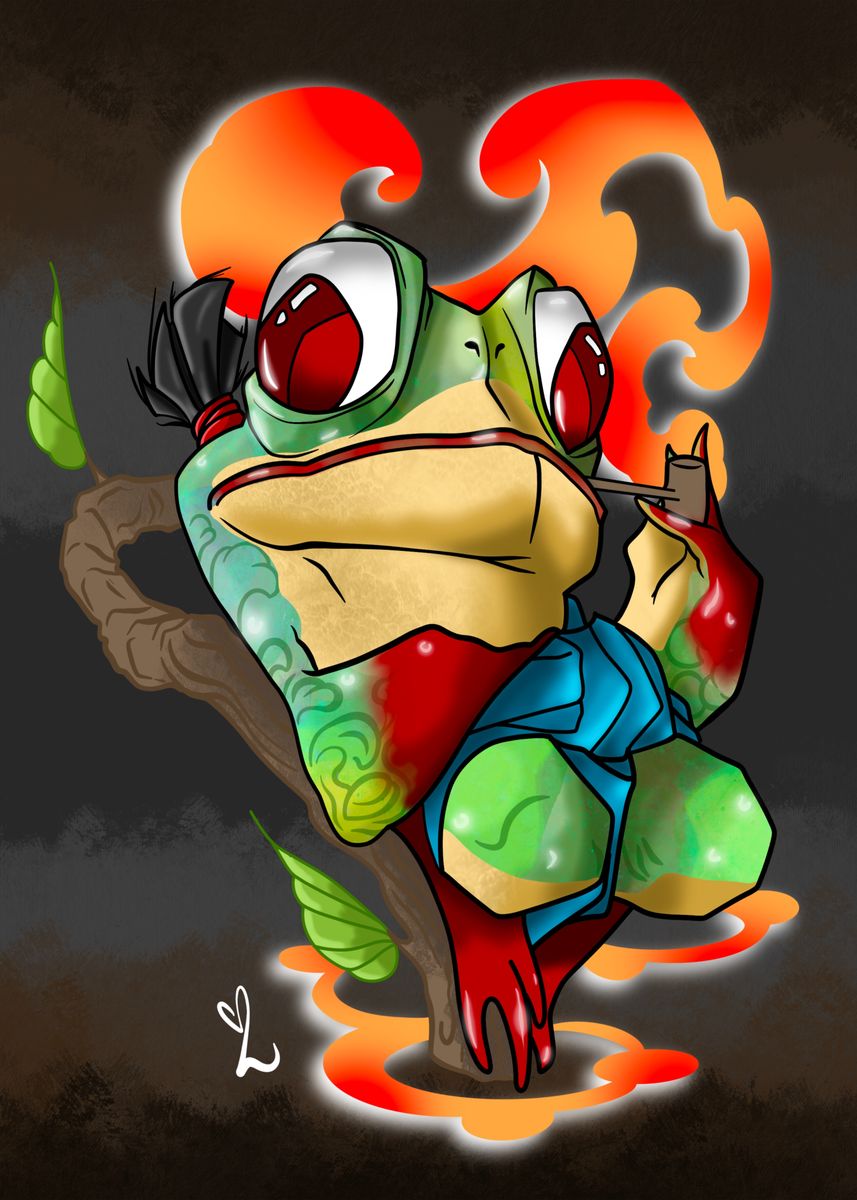 'Smoking Frog' Poster, picture, metal print, paint by Stephen Lovelace ...