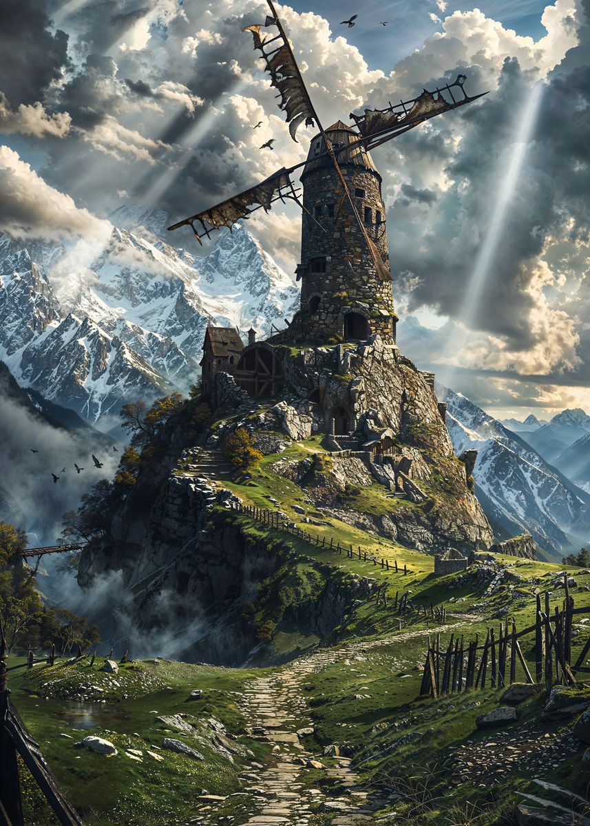 'Windswept Ruin' Poster, picture, metal print, paint by Pixaverse ...