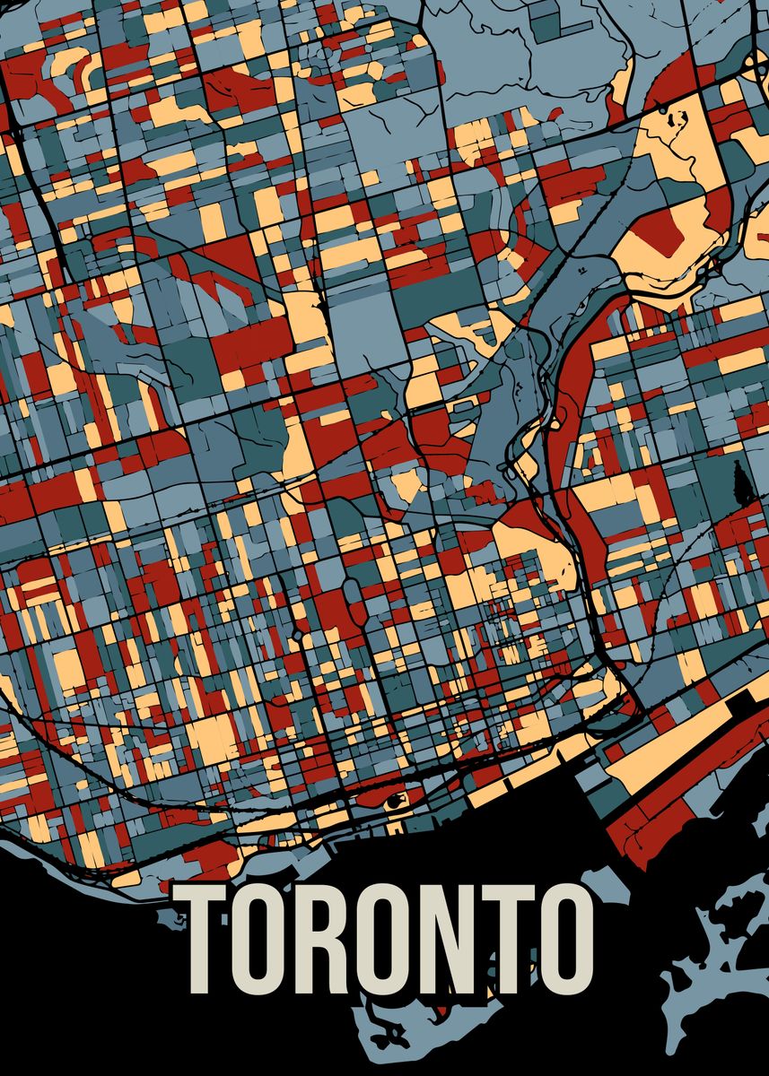 'Toronto City Map Art' Poster, picture, metal print, paint by Jorn ...