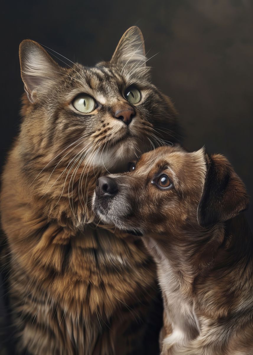 'Cat and Dog Portrait' Poster, picture, metal print, paint by Alisson ...